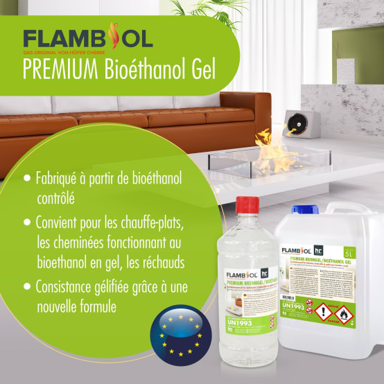 Gel Bioéthanol Premium FLAMBIOL® 1 L pour Cheminées Intérieures et ...