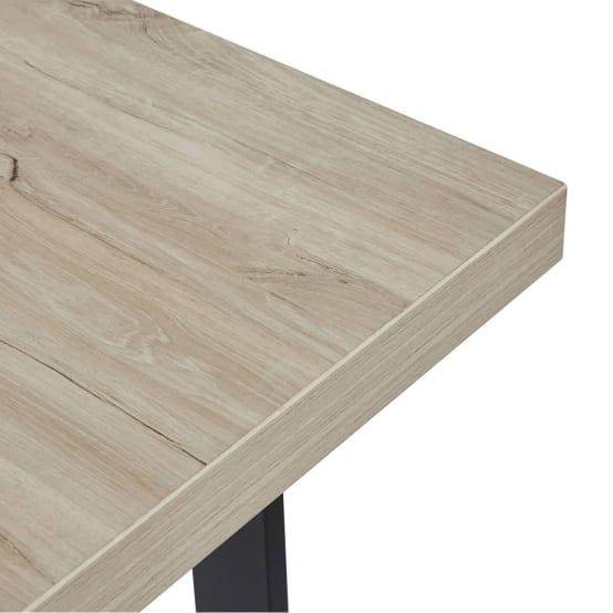 Table repas 200cm plateau aspect bois clair pieds U métal noir - BEACH ...