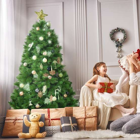 Arbre de Noël Artificiel 180cm avec 586 Branches et Support en Fer ...