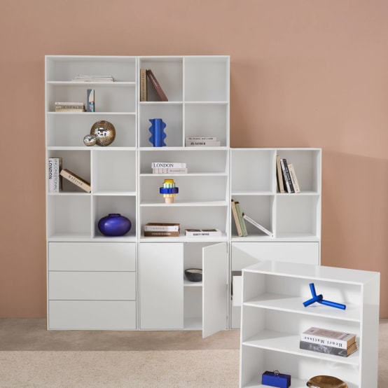 Kit étagère. bibliothèque décor bois blanc 9 éléments 100% modulable L ...