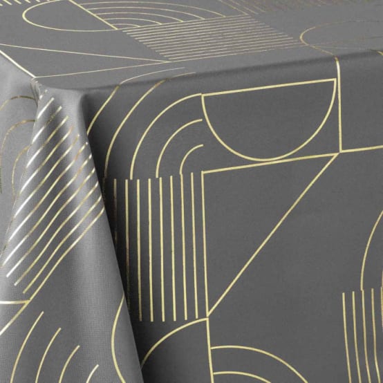 Nappe Imprimée Déco "Lineor" 150x300cm Anthracite - Jardiland