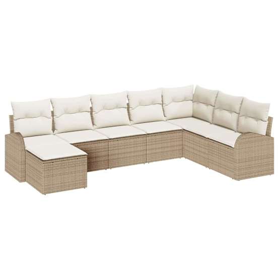 Canapé d'extérieur 8 pcs en poly rotin avec pouf pour grande terrasse ...