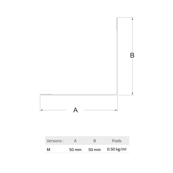 Cornière pour parement MY METAL FACTORY L3000X50X50 - Tasseau 20x20 ...