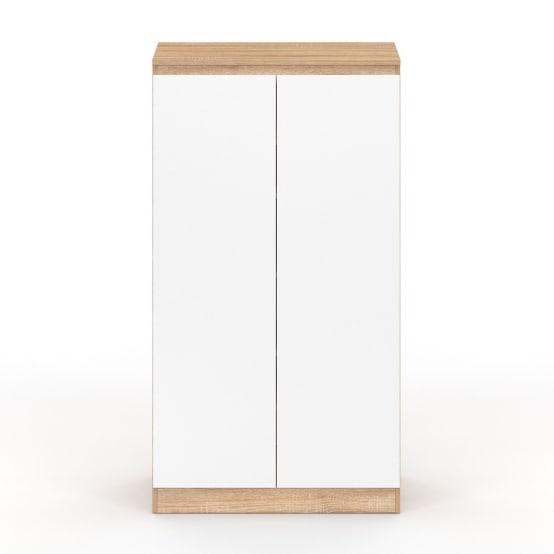 Armoire à chaussures 18 paires TOMI 2 portes façon hêtre et blanc ...