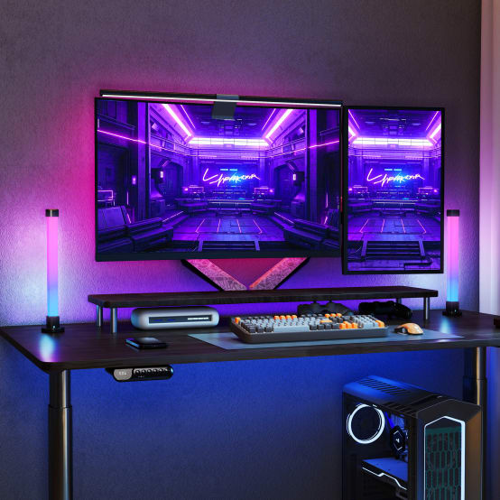 Lot 2 Lampes Table LED RGB Connectée Salon Gaming Synchro Musique Timer ...