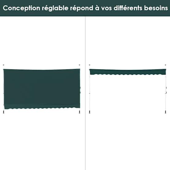 Auvent Manuel Rétractable 400CM Hauteur Réglable Store Banne Aluminium ...