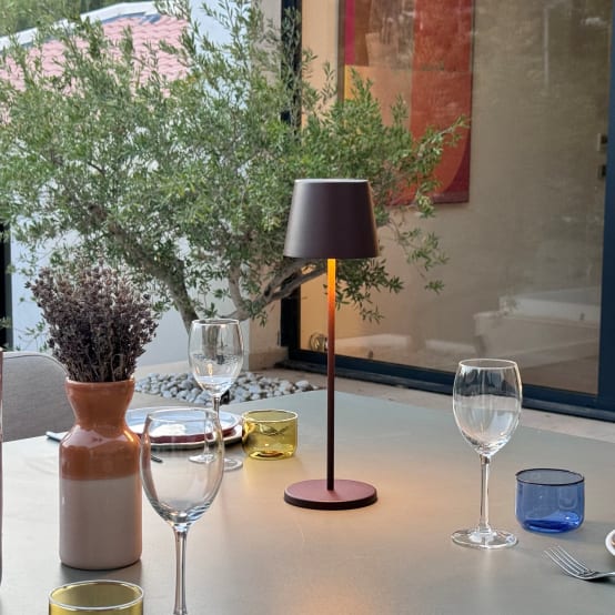 Lampe de table sans fil KELLY Marron Acier H38CM - Jardiland