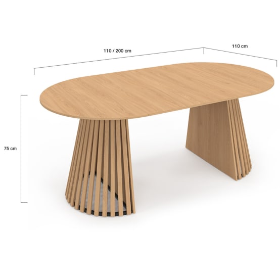 Table à manger extensible ronde CARMEN 4-10 personnes pied bois 110-200 ...