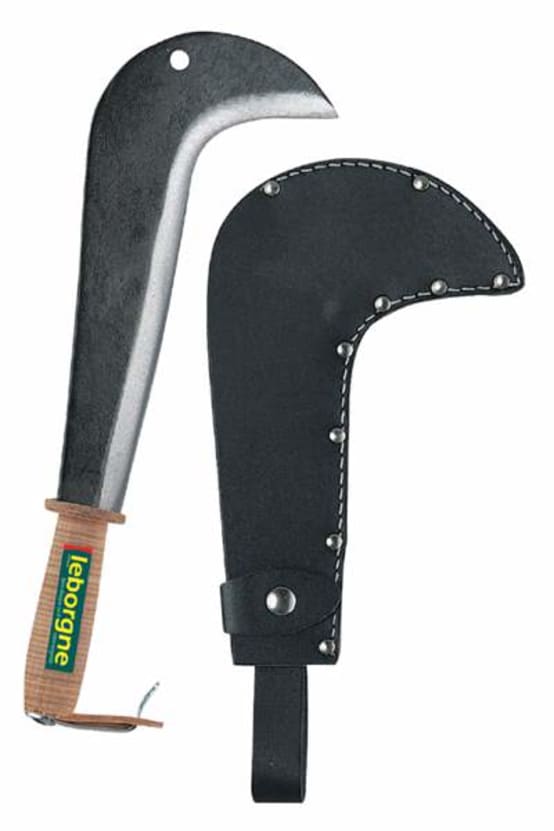 Serpe chasseur - 20 cm avec étui en cuir - manche cuir Leborgne - Jardiland