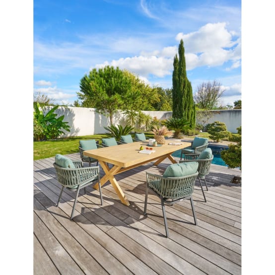 Table de jardin fixe Xenia en acacia - 10 Places - Jardiland