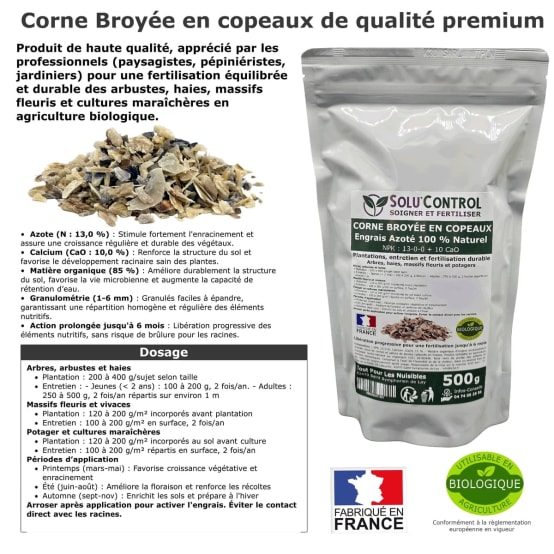 500 g de Corne Broyée en Copeaux SoluControl - Engrais Azoté 100 % ...