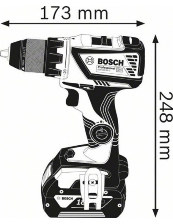 Perceuse visseuse GSR 18V-60 C 4Ah L-Boxx | 06019G110B - Bosch - Jardiland
