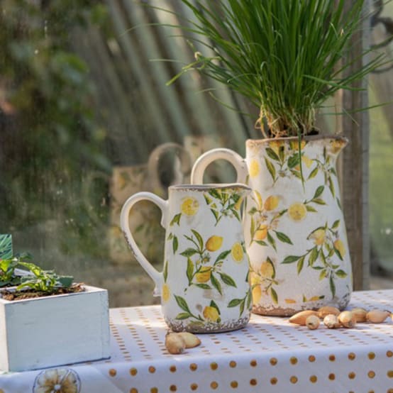 Pichet décoratif jaune céramique motif citron 16x11x18 cm - Jardiland