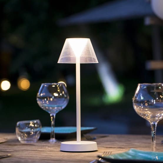 Lampe de table sans fil BEVERLY Blanc Plastique H34CM - Jardiland