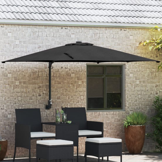 Parasol de Terrasse - Parasol d'extérieur Noir Polyester, Acier Grand ...