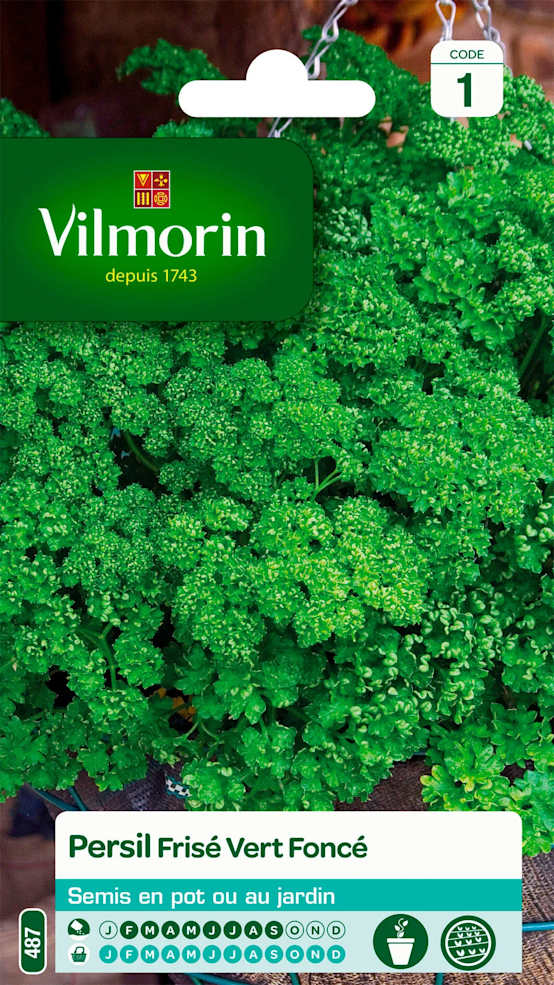 Perejil de hojas rizadas verde oscuro serie 1 sobre semillas 5 g - Vilmorin - Jardiland