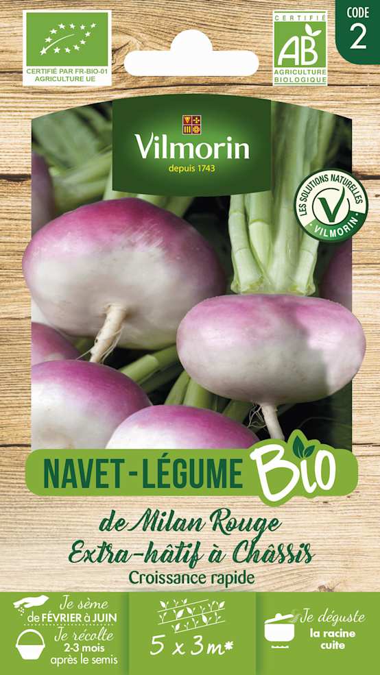 Navet légume de Milan rouge extra hâtif Bio série 2 sachet graines 5 g ...