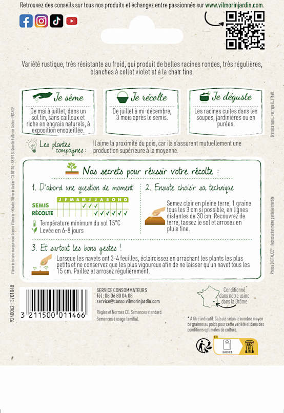 Nabo vegetal de Nancy a hoja ancha gran jardín serie 4 sobre semillas ...