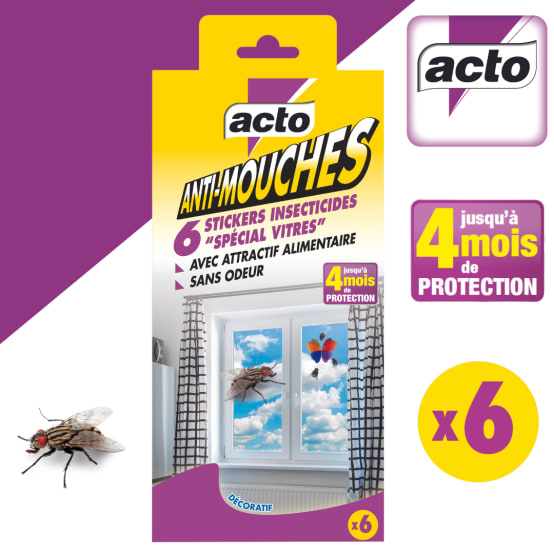 Stickers décor papillons insecticides anti-mouches x6 - ACTO - Jardiland