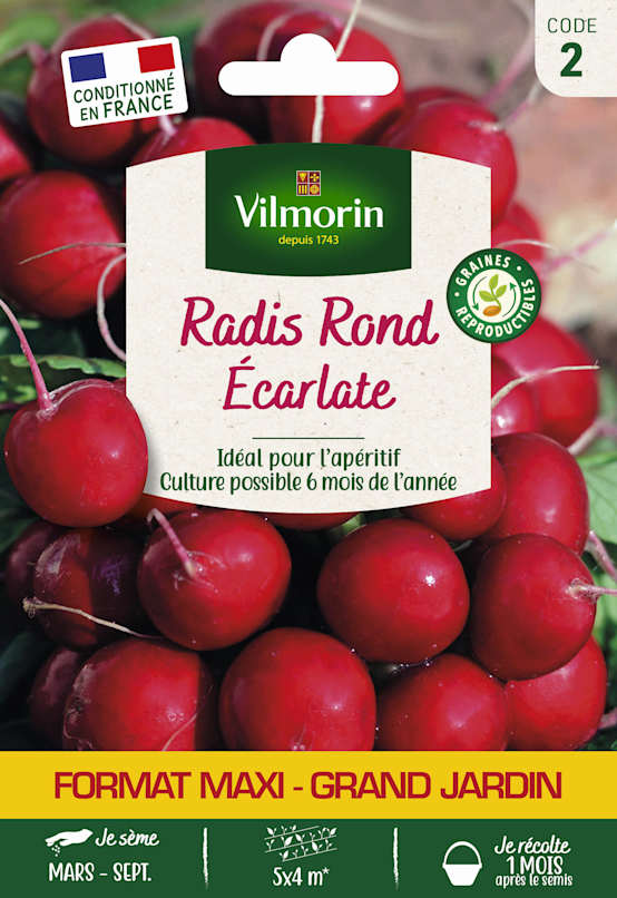 Radis Rond Ecarlate serie 2 sachet graines 30 g - Vilmorin - Jardiland