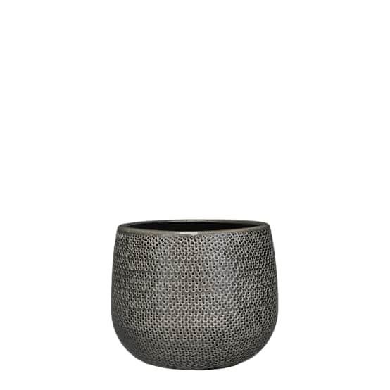 Gabriel pot ronde gris -ceram.-Gris- h16xd18cm - Jardiland