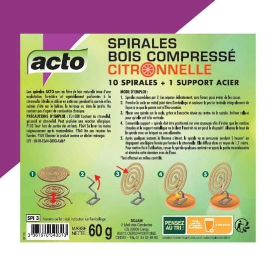 Espirales insecticida madera comprimida citronela lote de 10 – ACTO ...