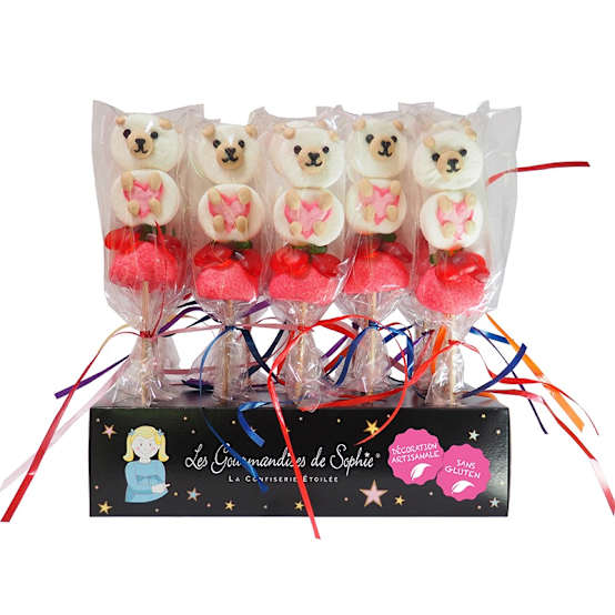 Brochette de guimauve en forme d'ourson cœur 55g - Les Gourmandises de ...