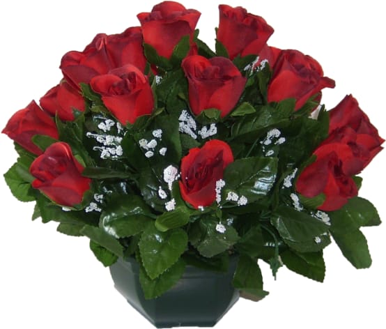 Coupe de roses gypsophiles rouges artificielles Ø.20 x H.29 cm - Jardiland