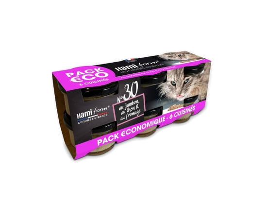 Pack - 6 pots de cuisinés pour chat - Recette n°30 - Jambon/Thon ...