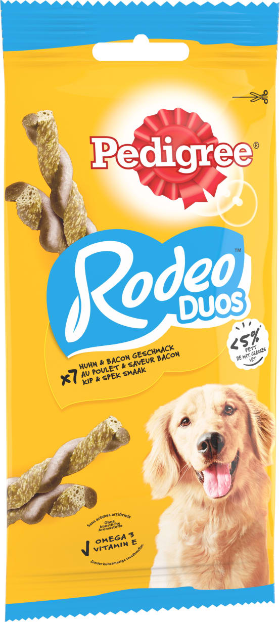 Pedigree - Rodeo Duos Recompensas con pollo y sabor tocino 123 g ...