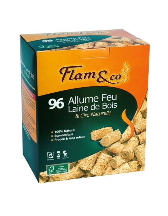 Flam&Co - Allume-feu Laine de Bois x 96 - Jardiland