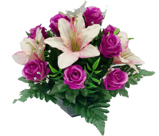 Coupe de roses lys violet artificielles Ø.22 x H.28 cm - Jardiland