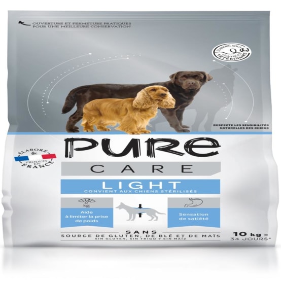 Croquettes chien light 10 kg - Pure Care - Jardiland