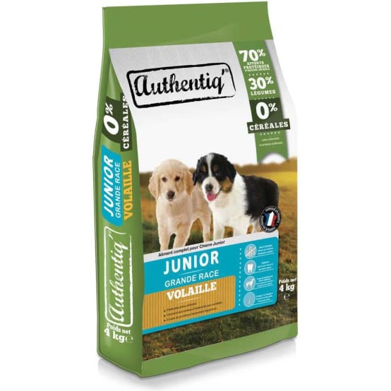 Croquetas para Cachorro de Gran Tamaño de Aves AUTHENTIQ' 4kg - Jardiland