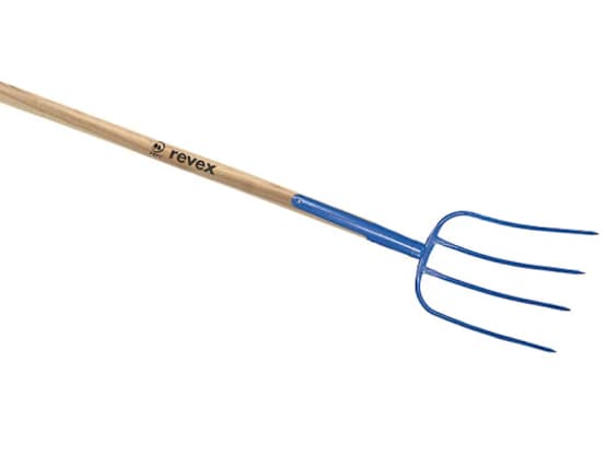 Fourche à fumier acier 4 dents manche bois 30 cm - REVEX - Jardiland