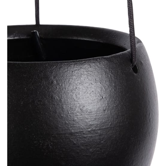 Cache-pot suspendu céramique noir - Jardiland