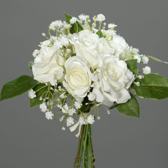 rose-gypsophile, bouquet, creme, 20 cm - Jardiland