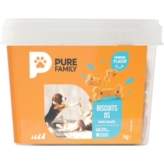 Mix mini biscuits os pour chien 1kg - Pure Family - Jardiland