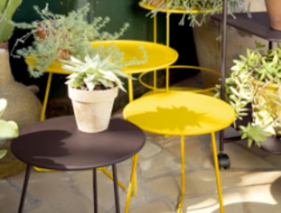 Table d'appoint d'extérieur ronde acier miel Cocotte Fermob - Jardiland