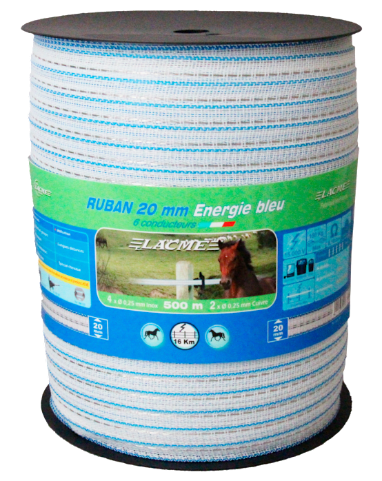 Ruban Energie Bleu 20 mm, 6 conducteurs - Bobine 500 m - Blanc - Jardiland