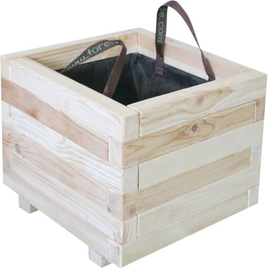 Macetero Cuadrado de Madera Natural – FOREST STYLE - Jardiland