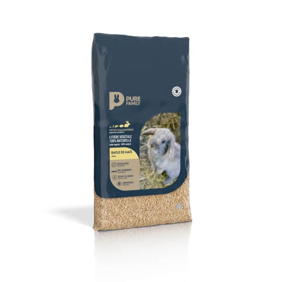 Litière pour rongeurs rafle maïs 30 L - Pure Family - Jardiland