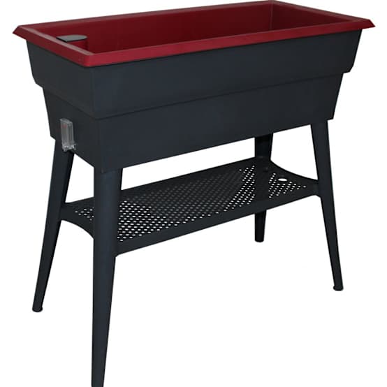 Jardinière gris / cerise 40 L Maxi avec réservoir d'eau - Calipso ...