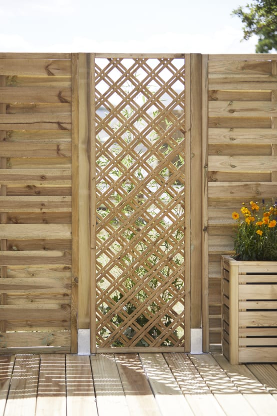 Panneau treillis bois naturel 60x180x2.8cm - HILLHOUT - Jardiland