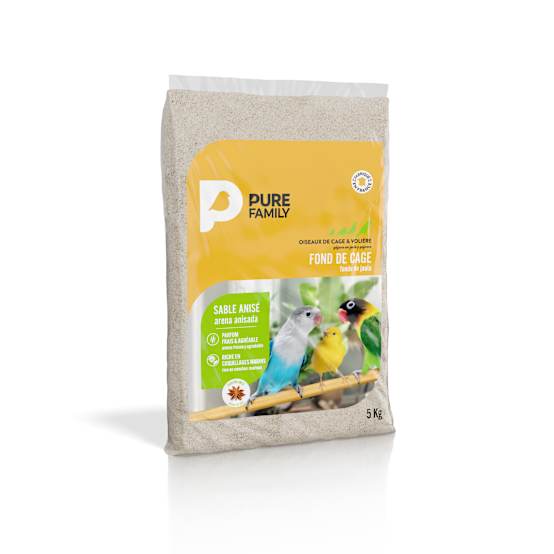 Fond de cage sable anis 5kg - Pure Family - Jardiland