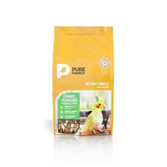 Pure Family - Mélange complet pour grandes perruches 1 kg - Jardiland