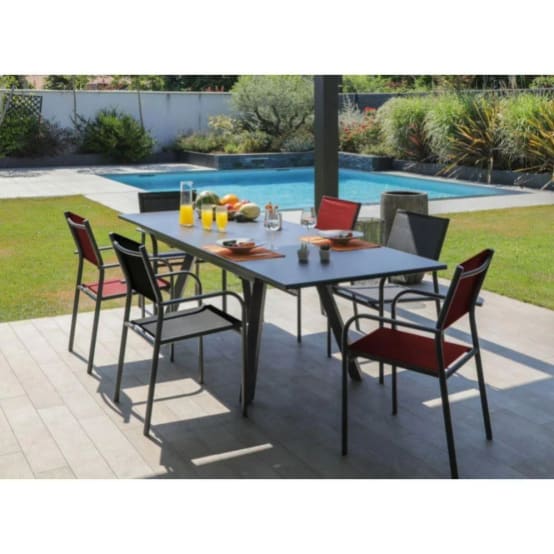 Fauteuil jardin aluminium epoxy graphite rouge H 92 cm - DUCA - Jardiland