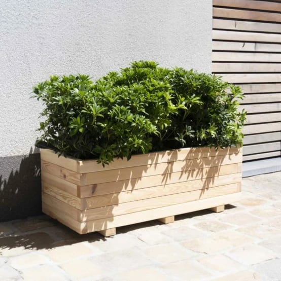 Macetero rectangular madera sin tratar 90x40x33 cm Bardane - Jardiland