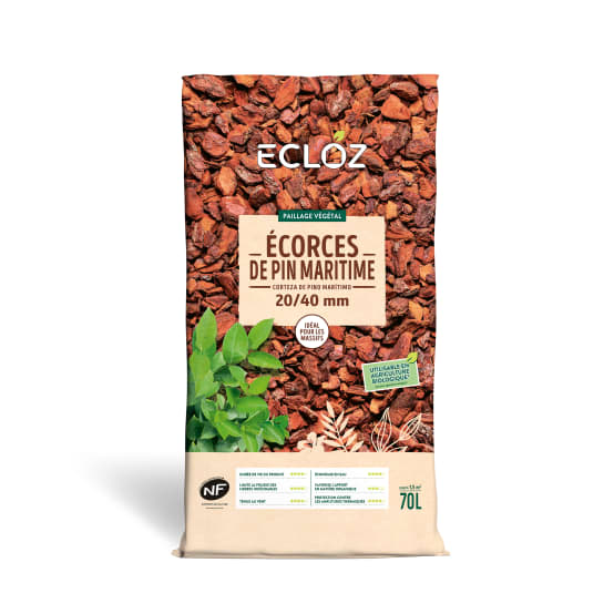 Ecorces de pin maritime 20/40 mm sac de 70L ECLOZ - Jardiland