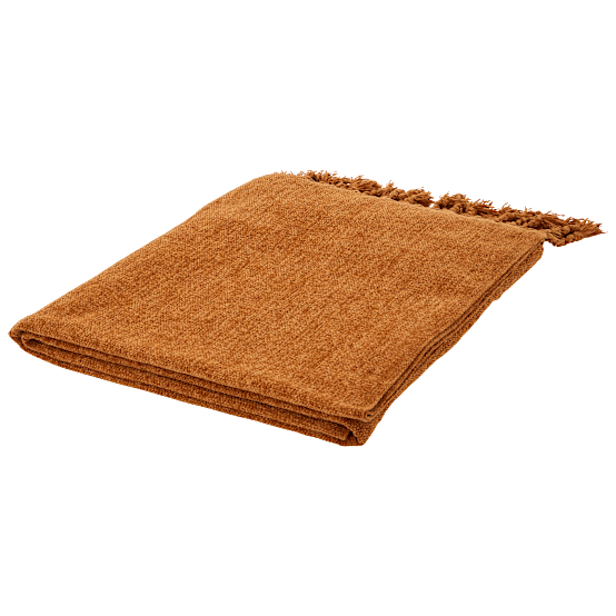 Plaid marron à franges L.170 x l.130 cm - ECLOZ - Jardiland